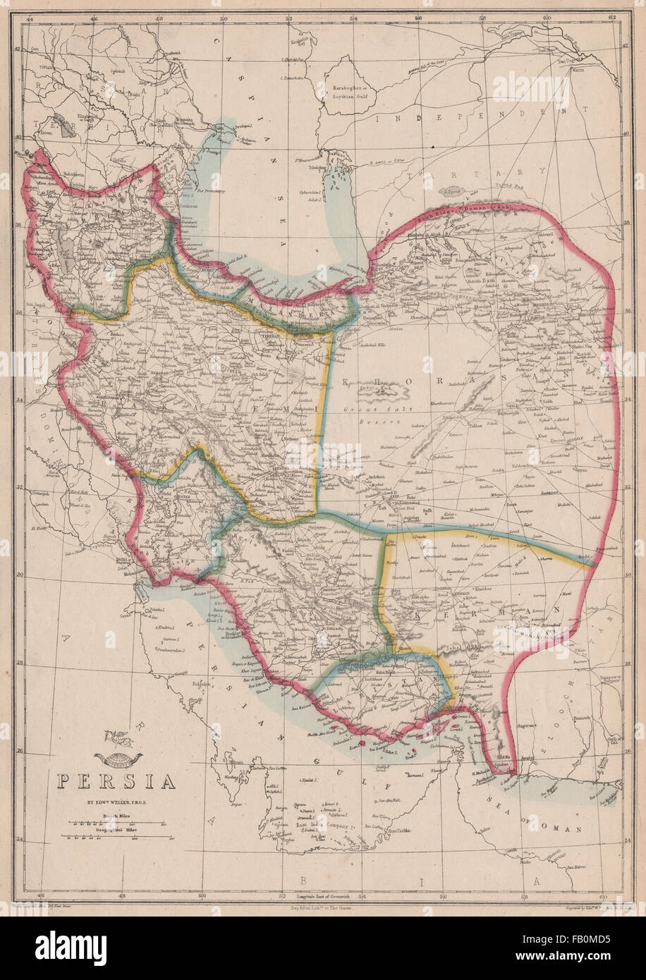 PERSIA. Provinces. Iran. Includes Azerbaijan Kerman Laristan. WELLER ...
