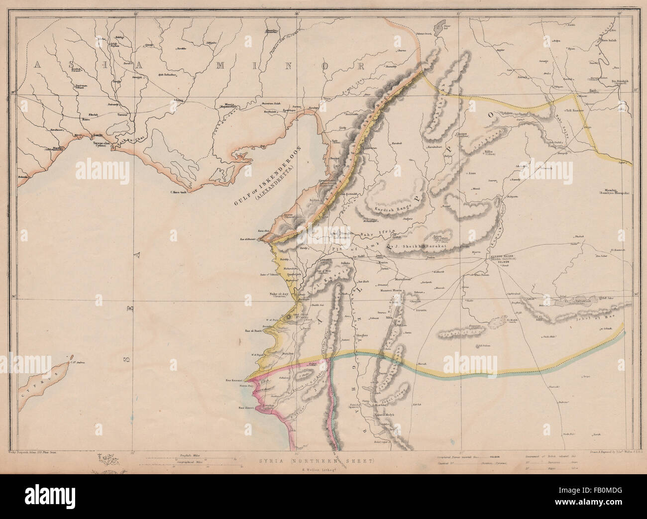ALEPPO PROVINCE Syria Turkey Gulf of Iskenderun Antioch/Antakya.WELLER ...