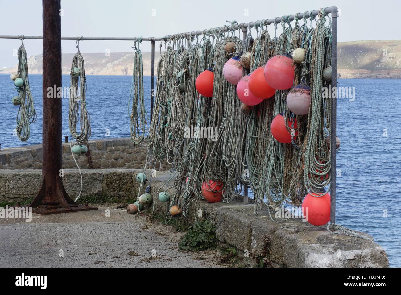Ropes and fenders at harbour, Sennen Cove, Cornwall, UK Stock Photo - Alamy
