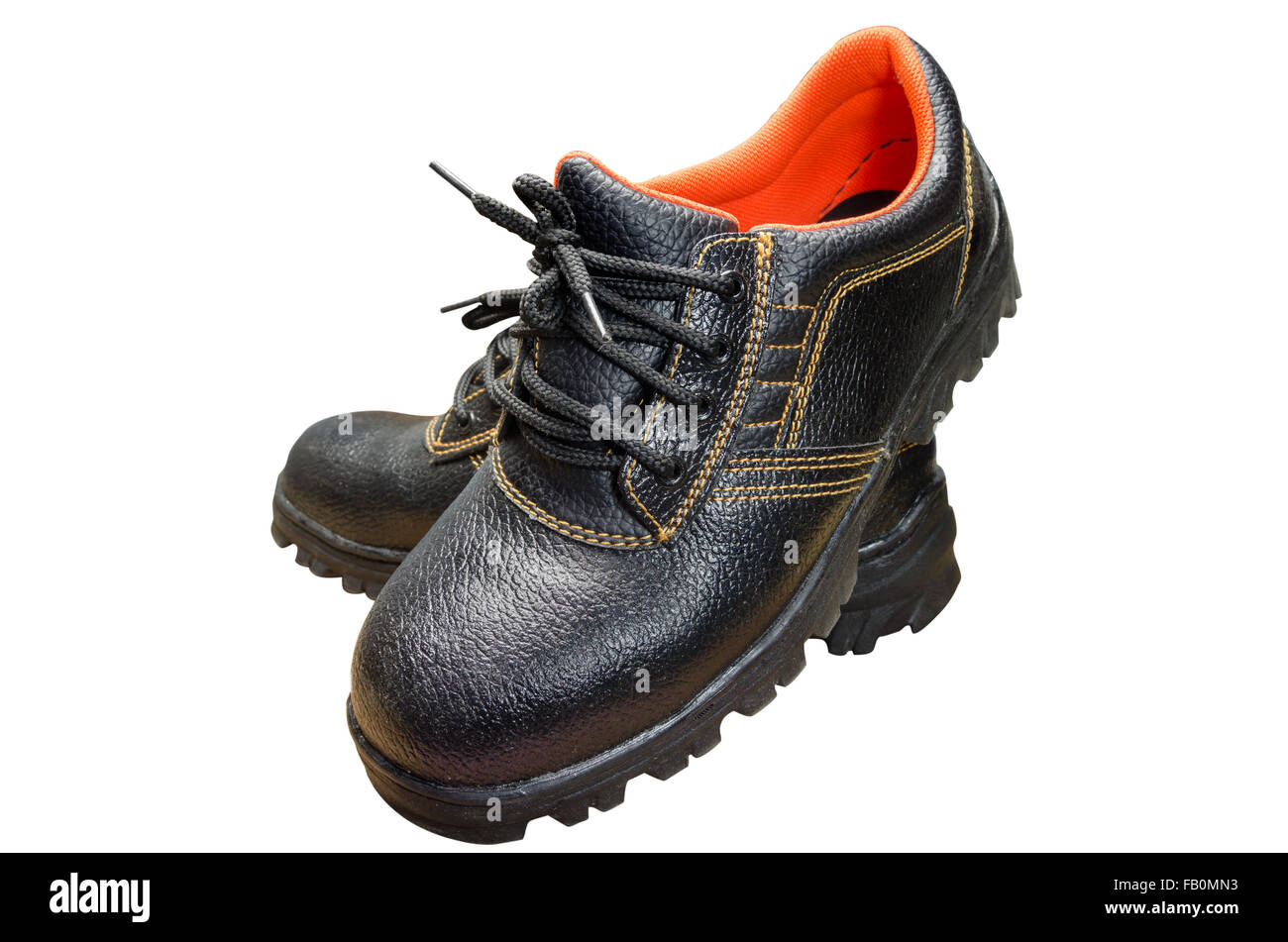 Black Steel Toe Safety of steel cap work boots on white blackground ...