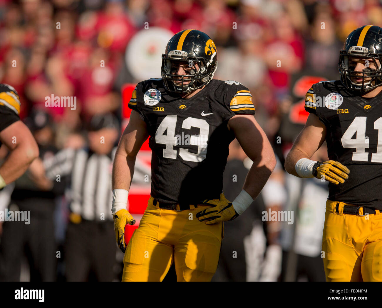 January 1, 2016 Pasadena, CA...Iowa Hawkeyes linebacker (43) Josey ...