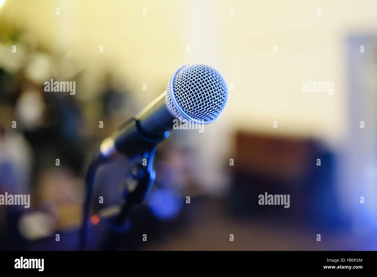microphone on stage Stock Photo - Alamy