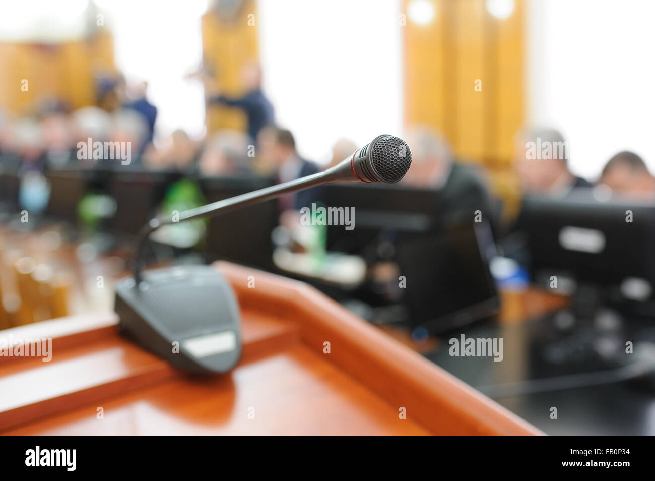 A mic in front of an Audience Stock Photo - Alamy