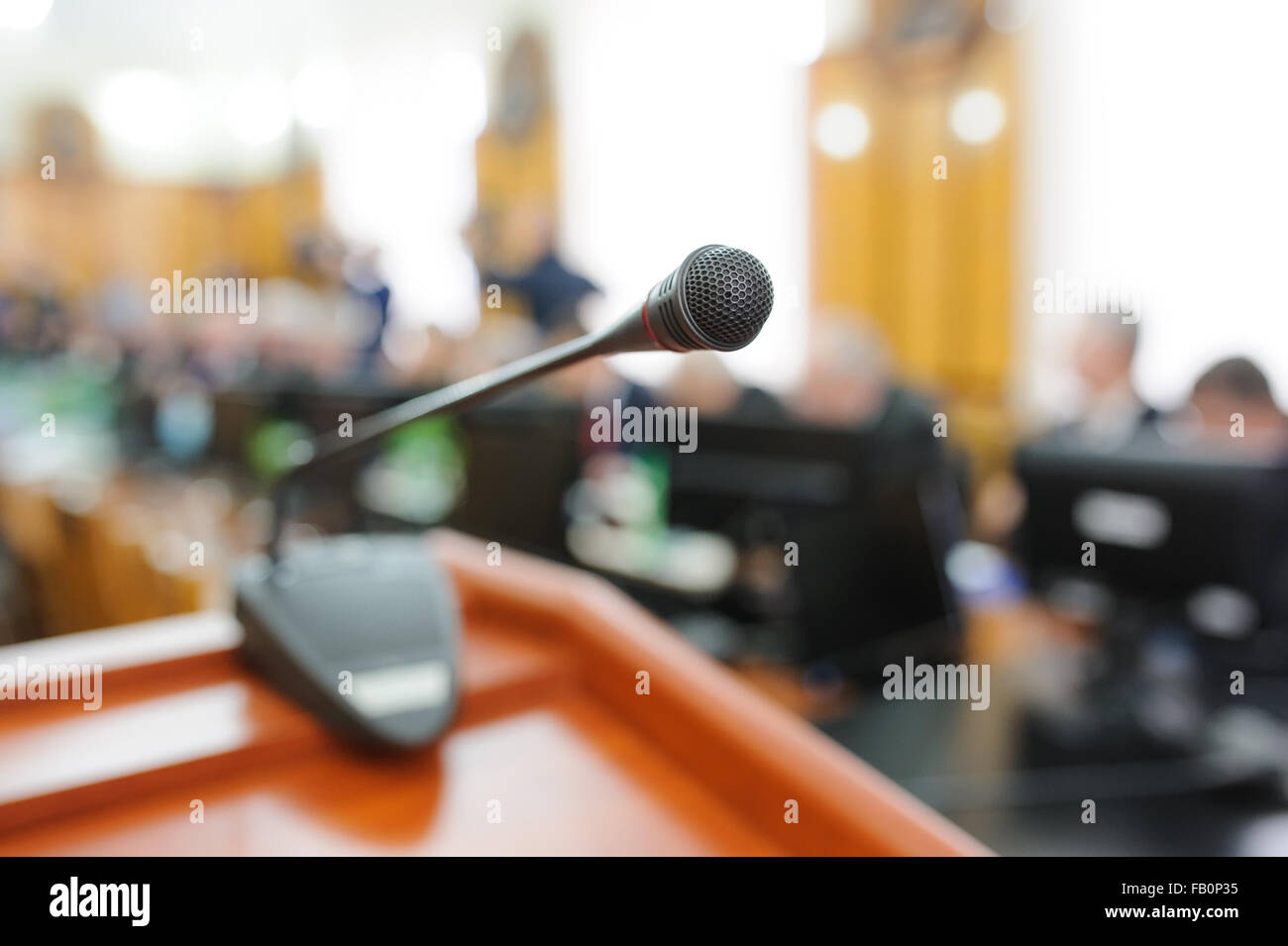 A mic in front of an Audience Stock Photo - Alamy