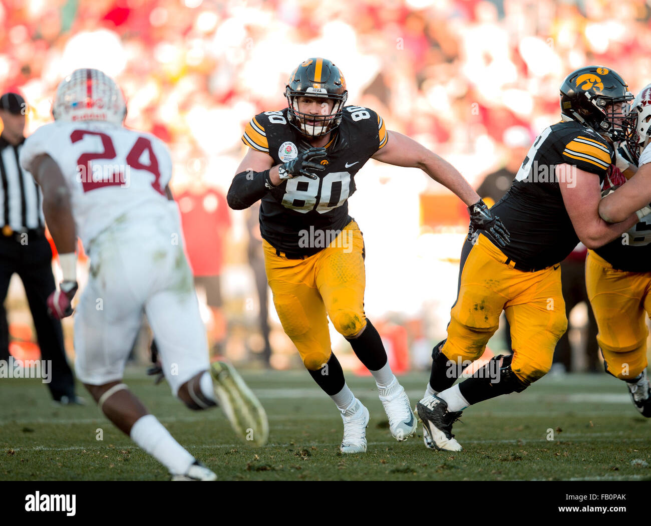 January 1, 2016 Pasadena, CA...Iowa Hawkeyes tight end (80) Henry Coble ...
