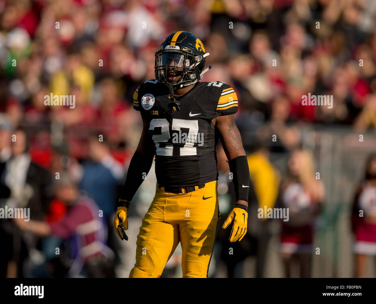 January 1, 2016 Pasadena, CA...Iowa Hawkeyes defensive back (27) Jordan ...