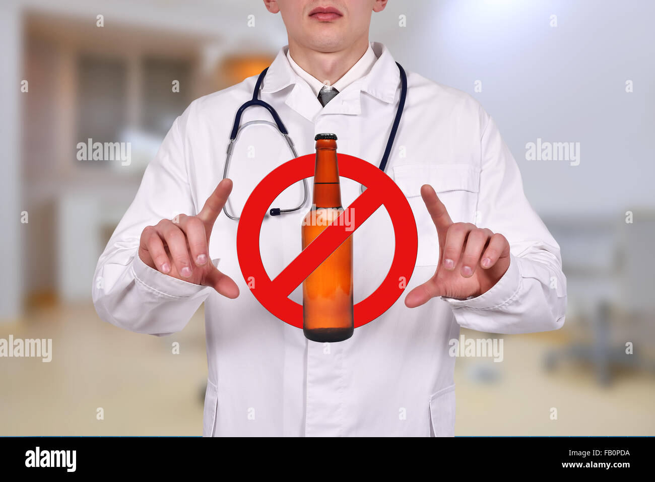 doctor holding a stop alcohol symbol in hand Stock Photo - Alamy