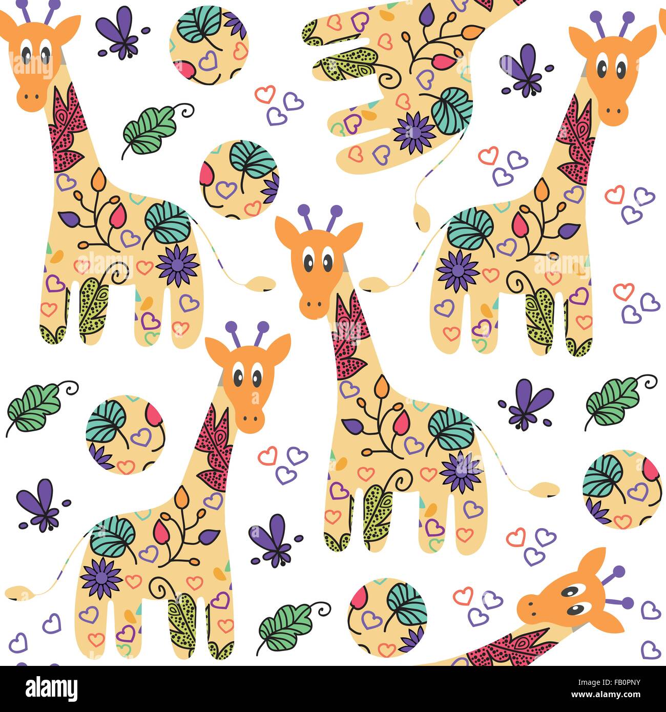Cartoon giraffe seamless pattern and seamless pattern in swatch menu ...
