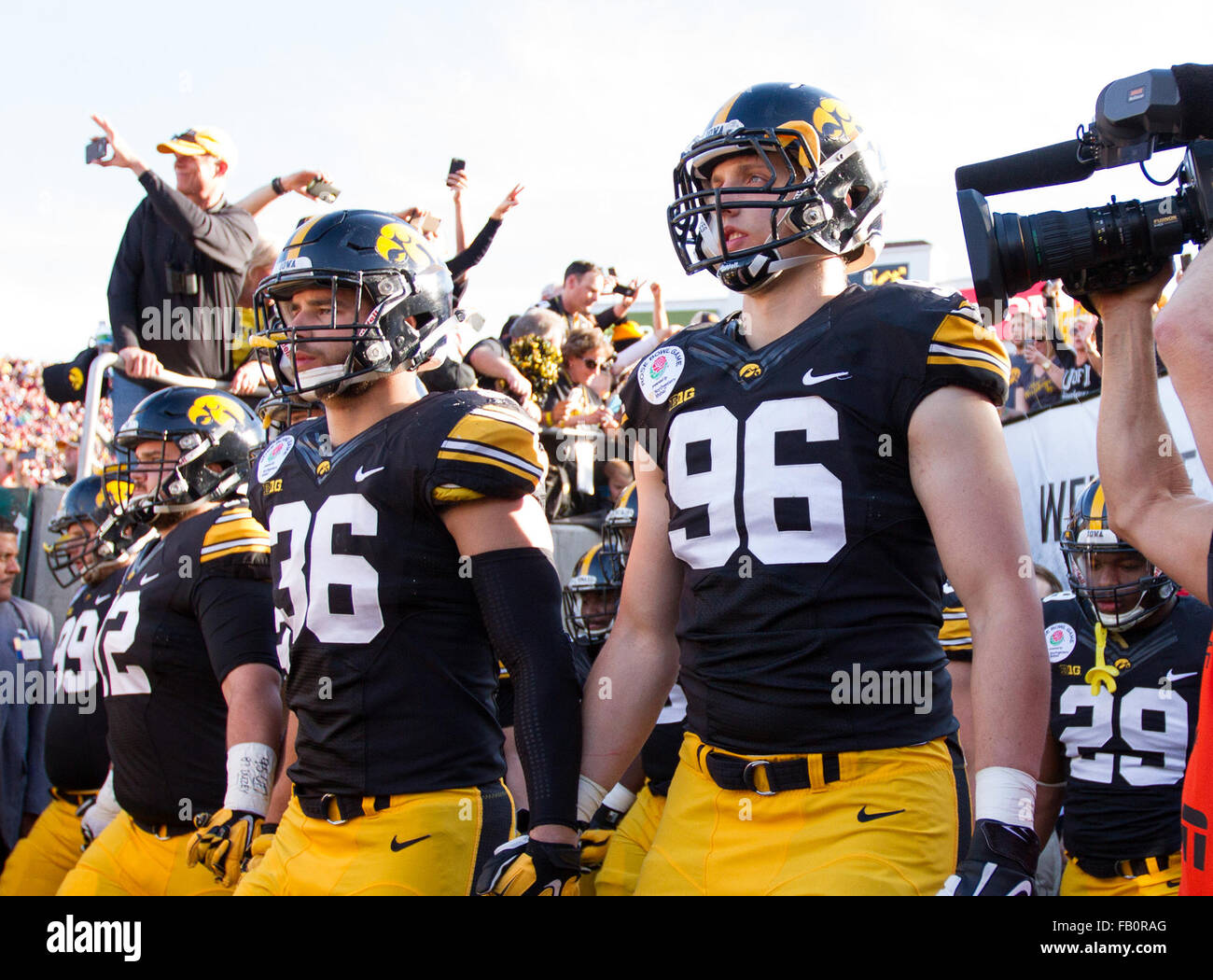 Pasadena, CA. 1st Jan, 2016. Iowa Hawkeyes defensive end (96) Matt ...