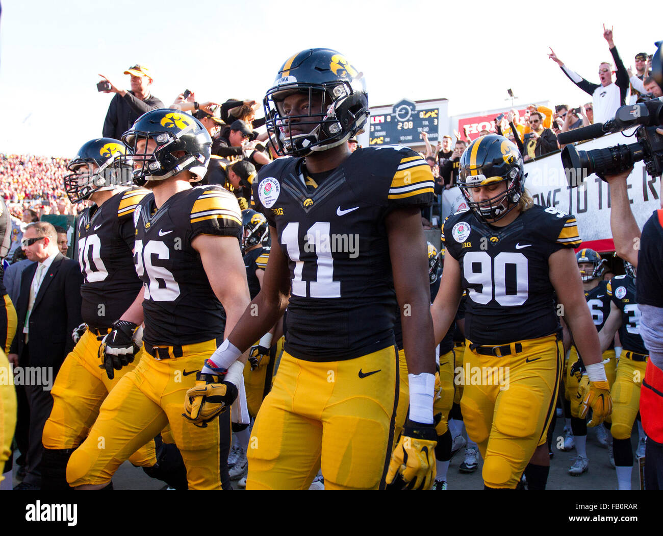 Pasadena, CA. 1st Jan, 2016. Iowa Hawkeyes defensive back (11) Michael ...