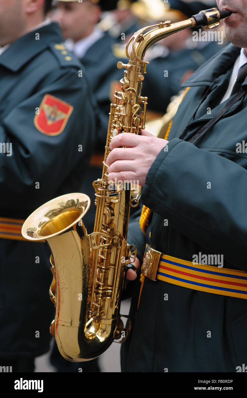 military orchestra saxophone Stock Photo - Alamy