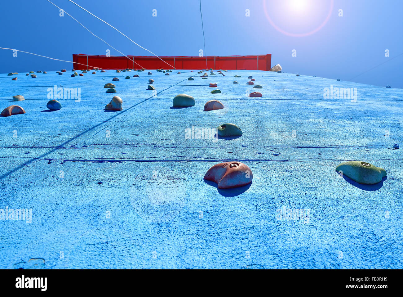 climbing wall for practicing with rope Stock Photo - Alamy