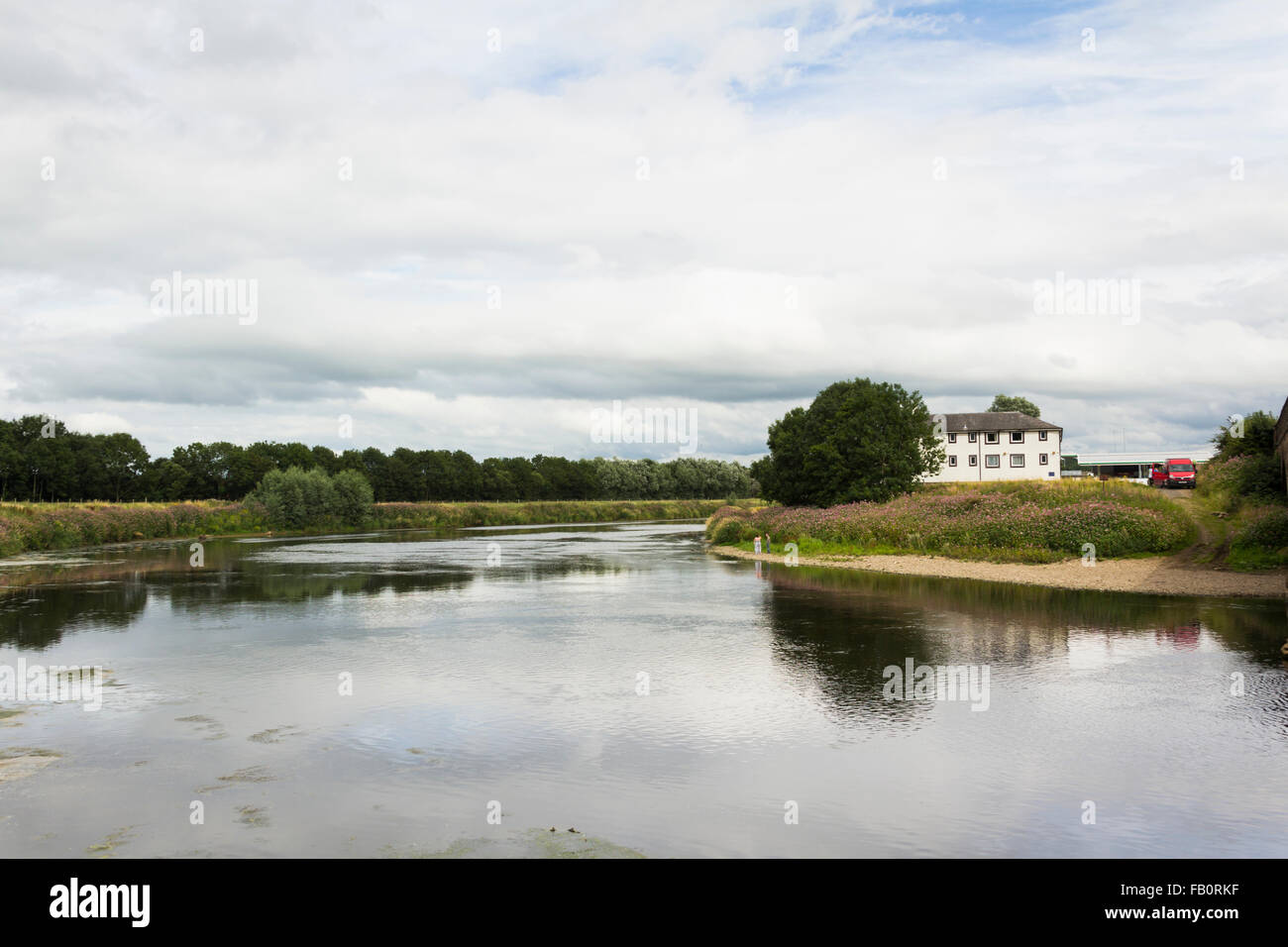 Wide sweeping bend on the River Ribble at the rear of the MacDonald ...