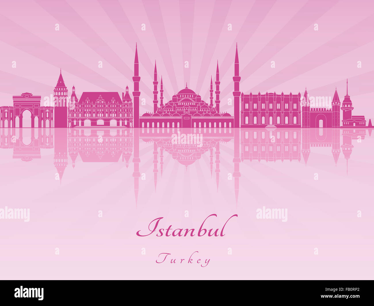Istanbul skyline in purple radiant orchid in editable vector file Stock ...