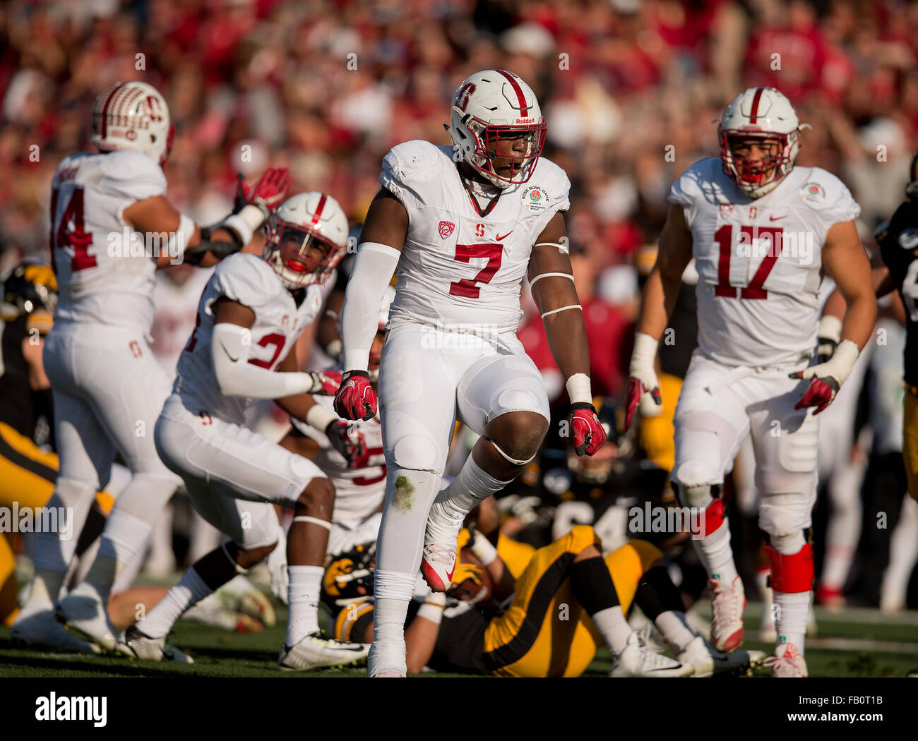 Pasadena, CA. 1st Jan, 2016. Stanford Cardinal defensive end (7) Aziz ...