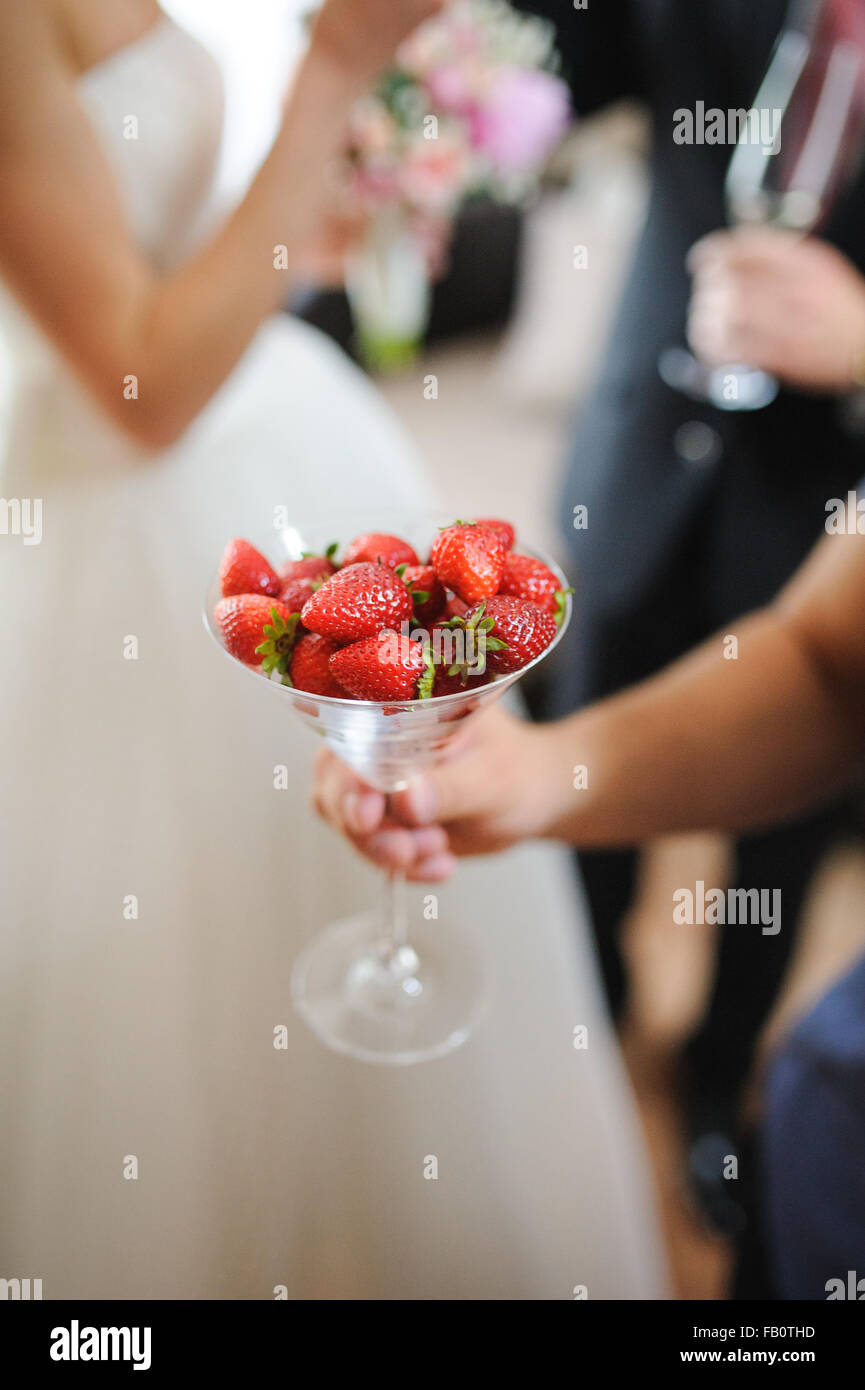 nice and tasty strawberries on wedding reception Stock Photo - Alamy