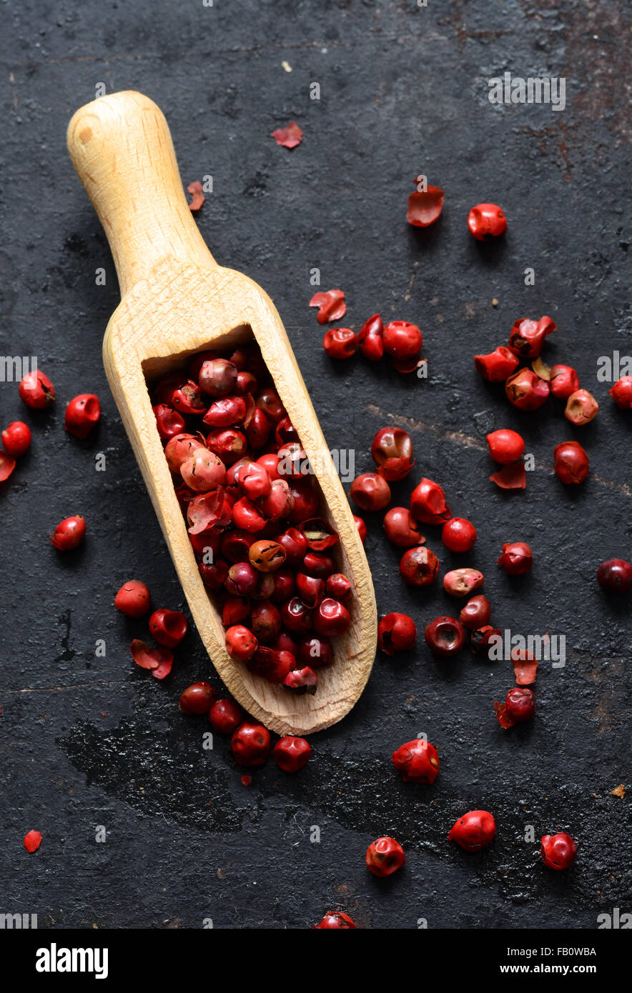 Pink peppercorns, also called "Brazil Pepper", close up image Stock ...