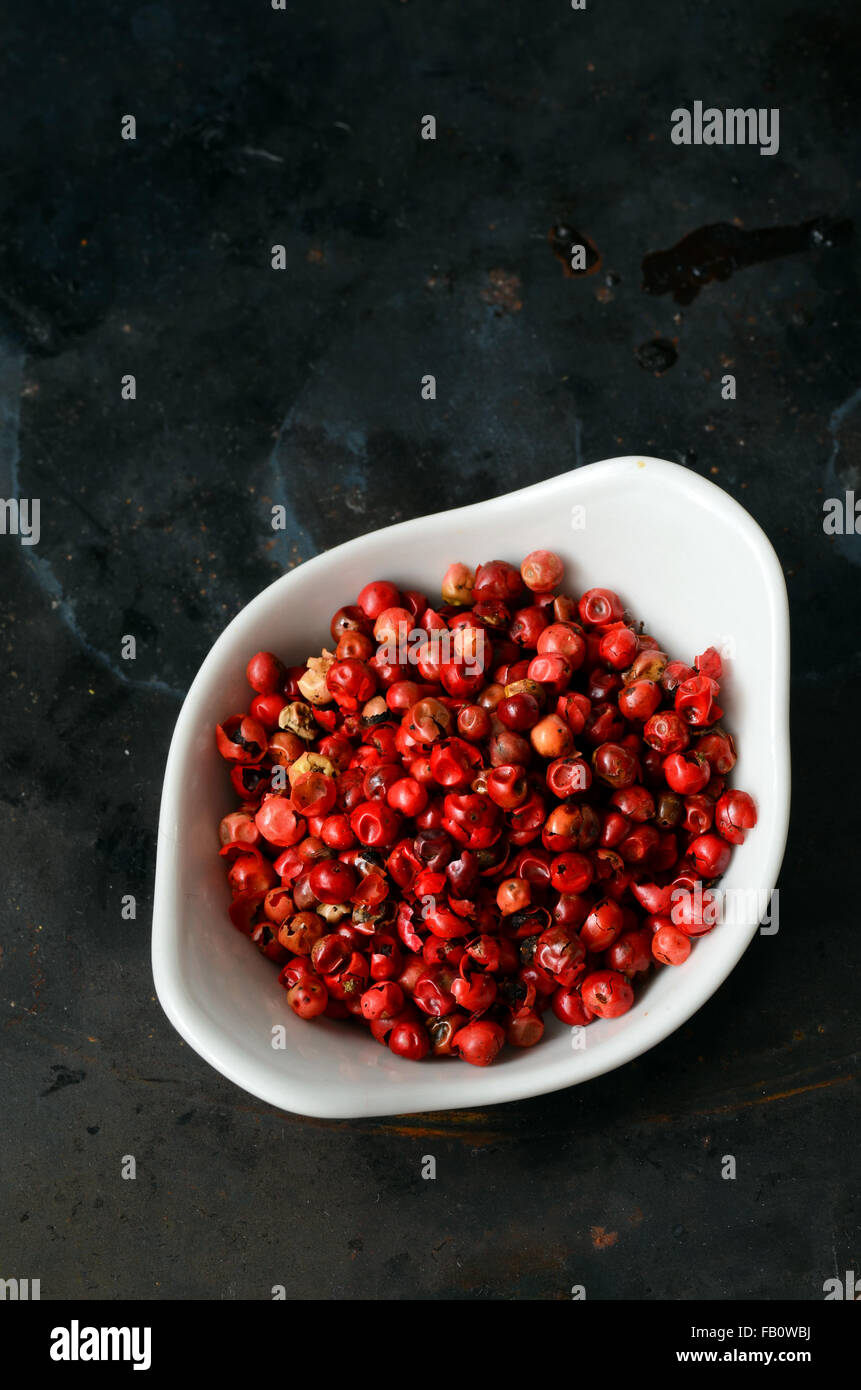 Pink peppercorns, also called "Brazil Pepper", close up image Stock ...