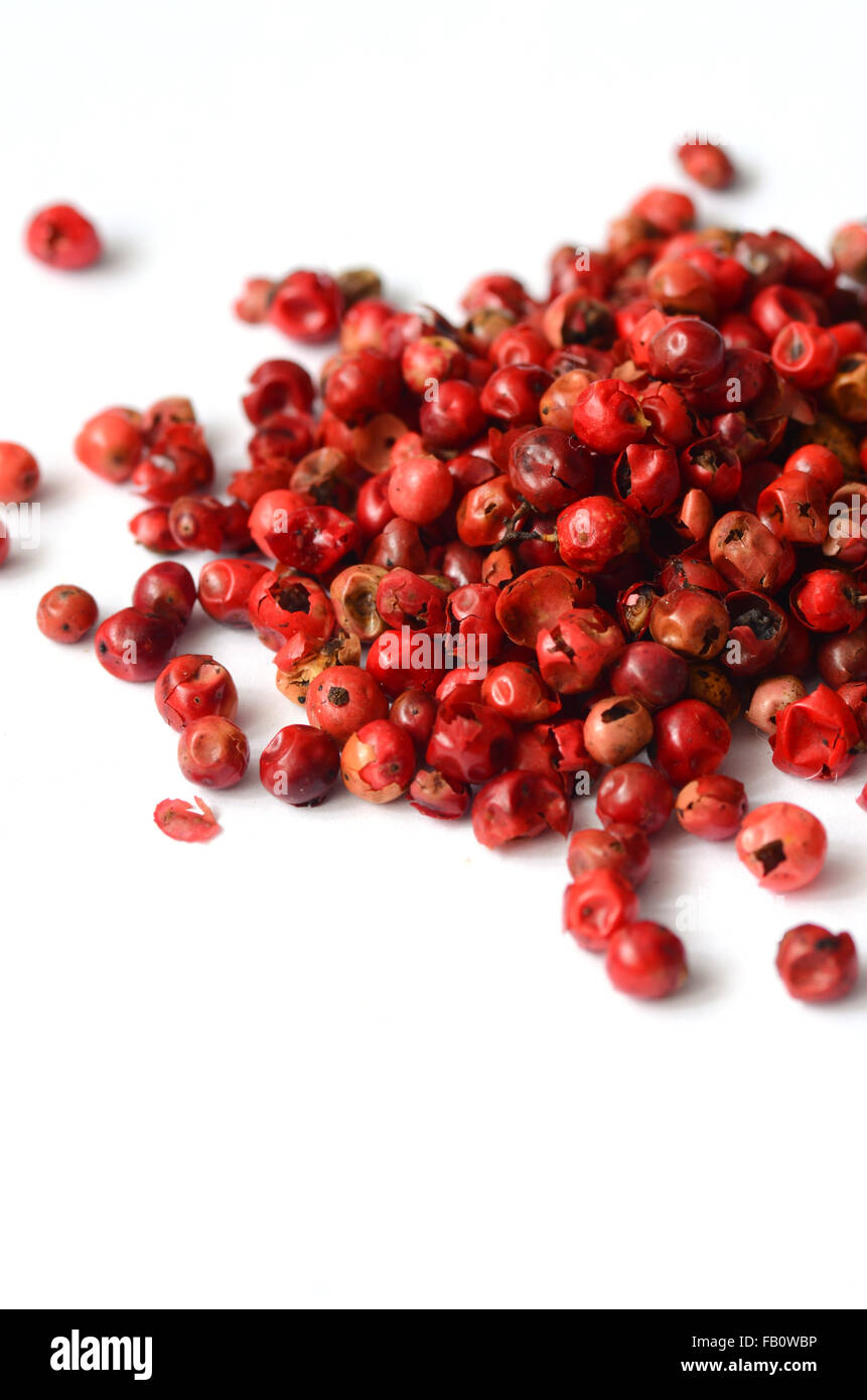 Pink peppercorns, also called "Brazil Pepper", close up image Stock ...