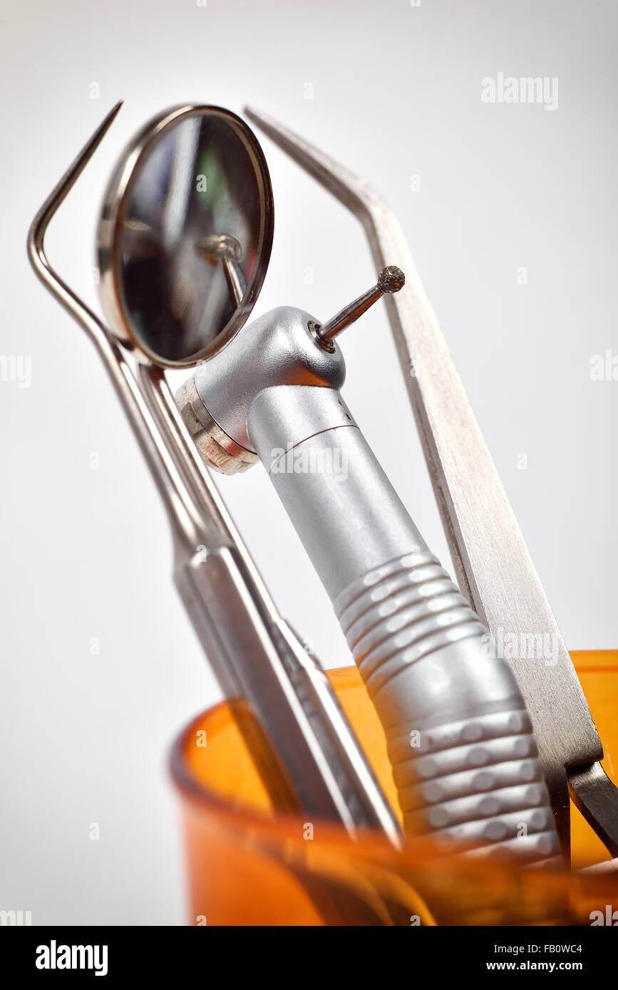 metal medical equipment tools for teeth dental care Stock Photo - Alamy