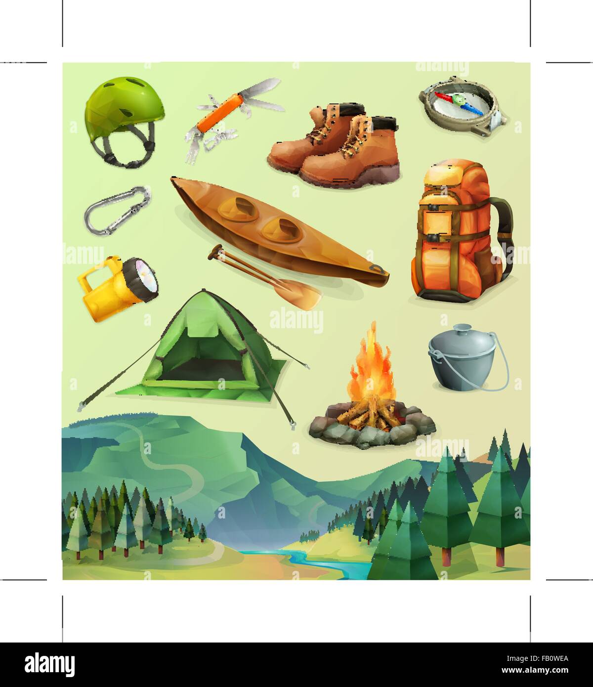 Camp set of vector icons, low poly style Stock Vector Image & Art - Alamy