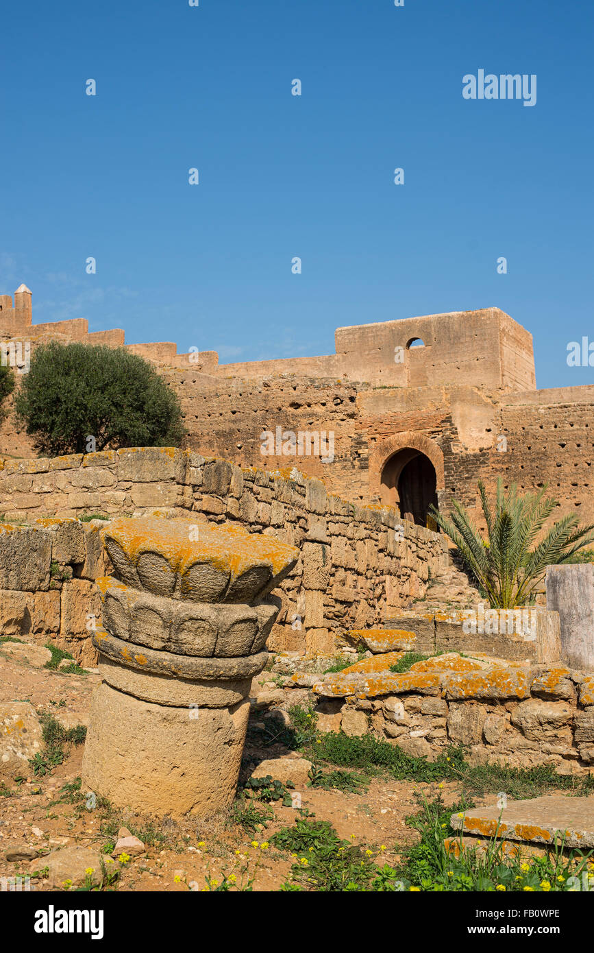Remains of pillars in archaeological site of the Roman city known as ...