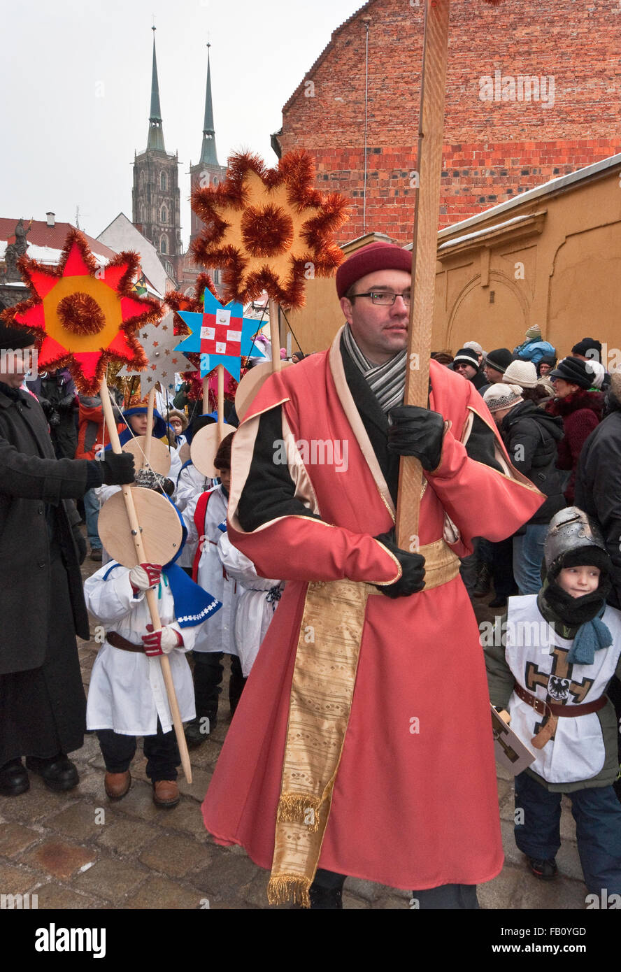 Epiphany (Three Kings) Holiday procession, Cathedral in distance, at ...
