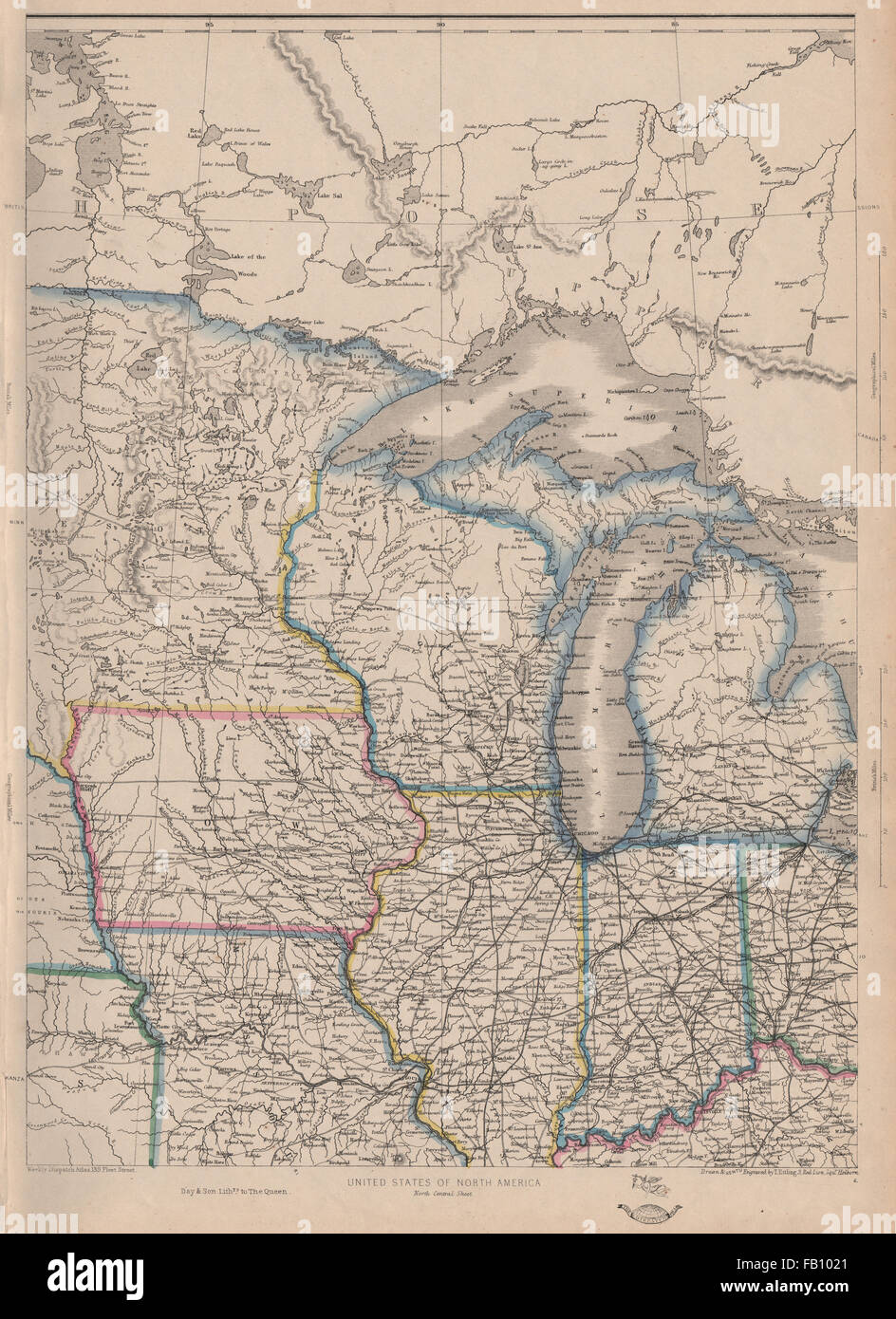 USA NORTH CENTRAL. Midwest. w/ Minnesota Territory pre-Dakota. ETTLING ...