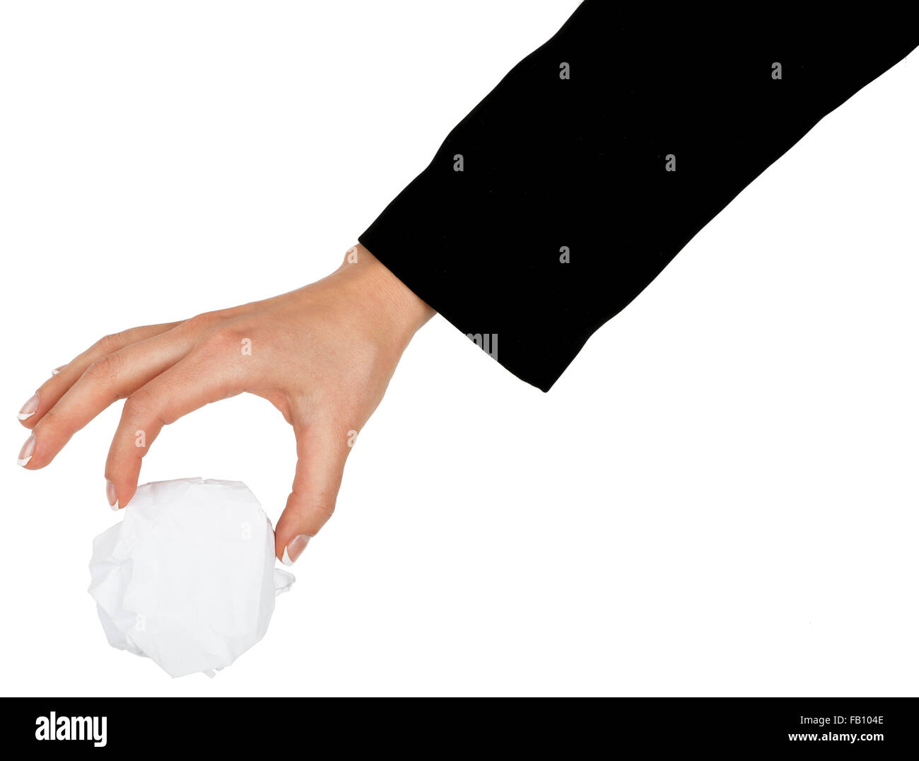 Female hand holding crumbled paper ball Stock Photo - Alamy