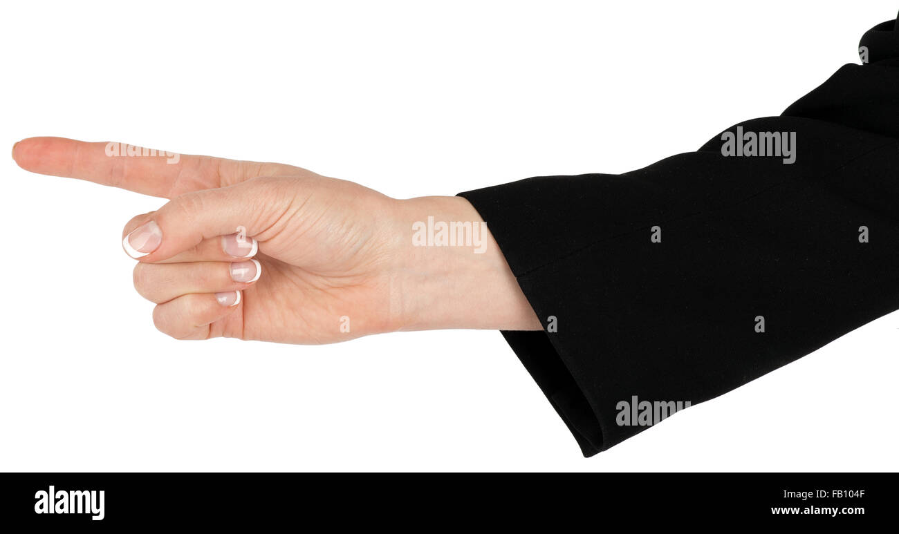 Female hand pointing with finger Stock Photo - Alamy