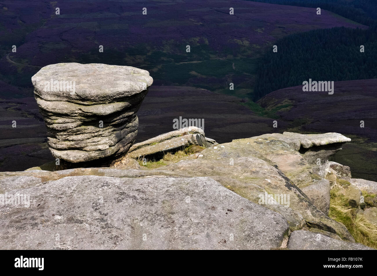 A gritstone feature at Fairbrook Naze in the Peak District, Derbyshire ...