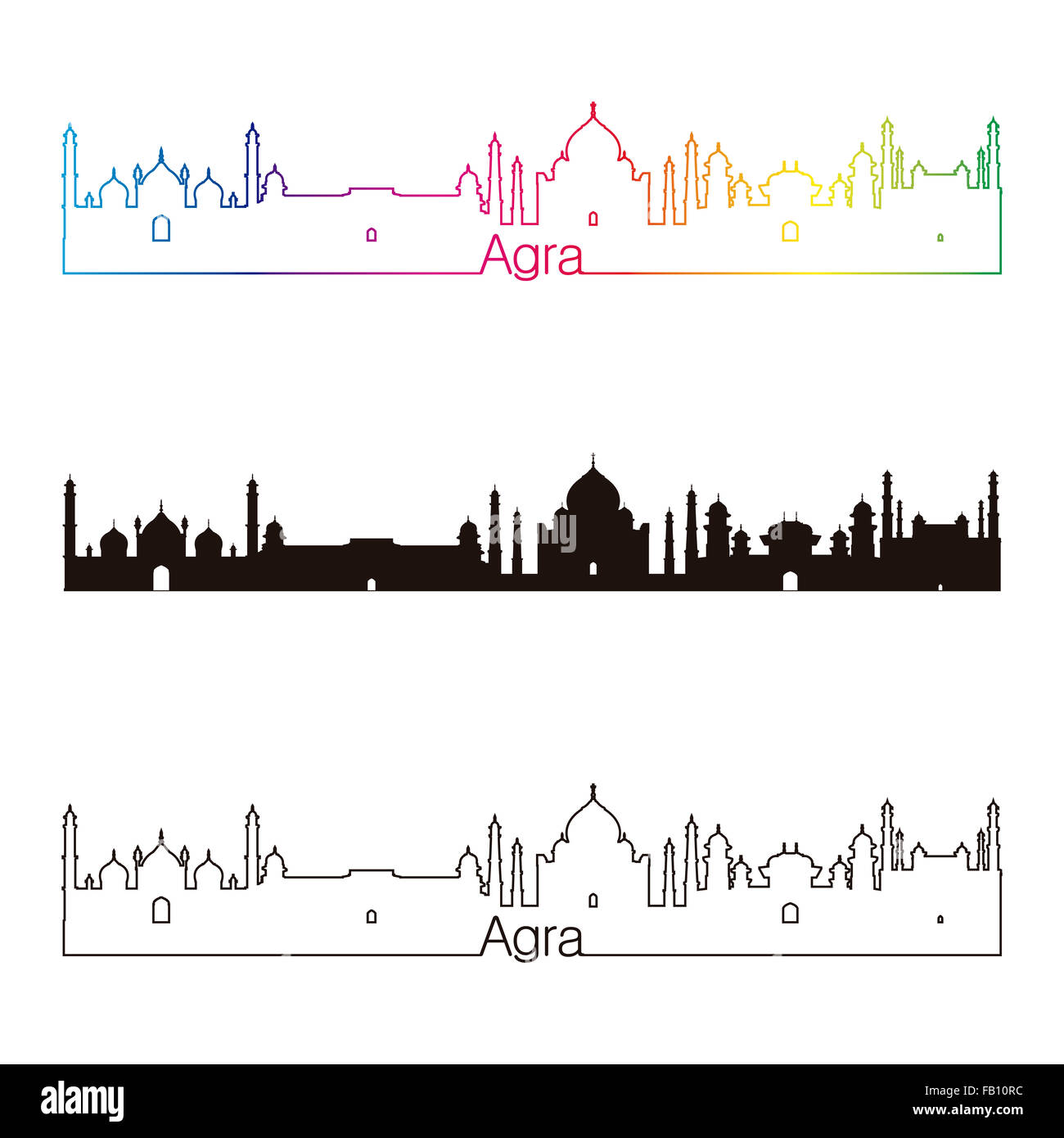 Agra skyline linear style with rainbow in editable vector file Stock ...