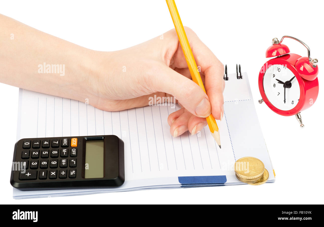 Female writing report Cut Out Stock Images & Pictures - Alamy