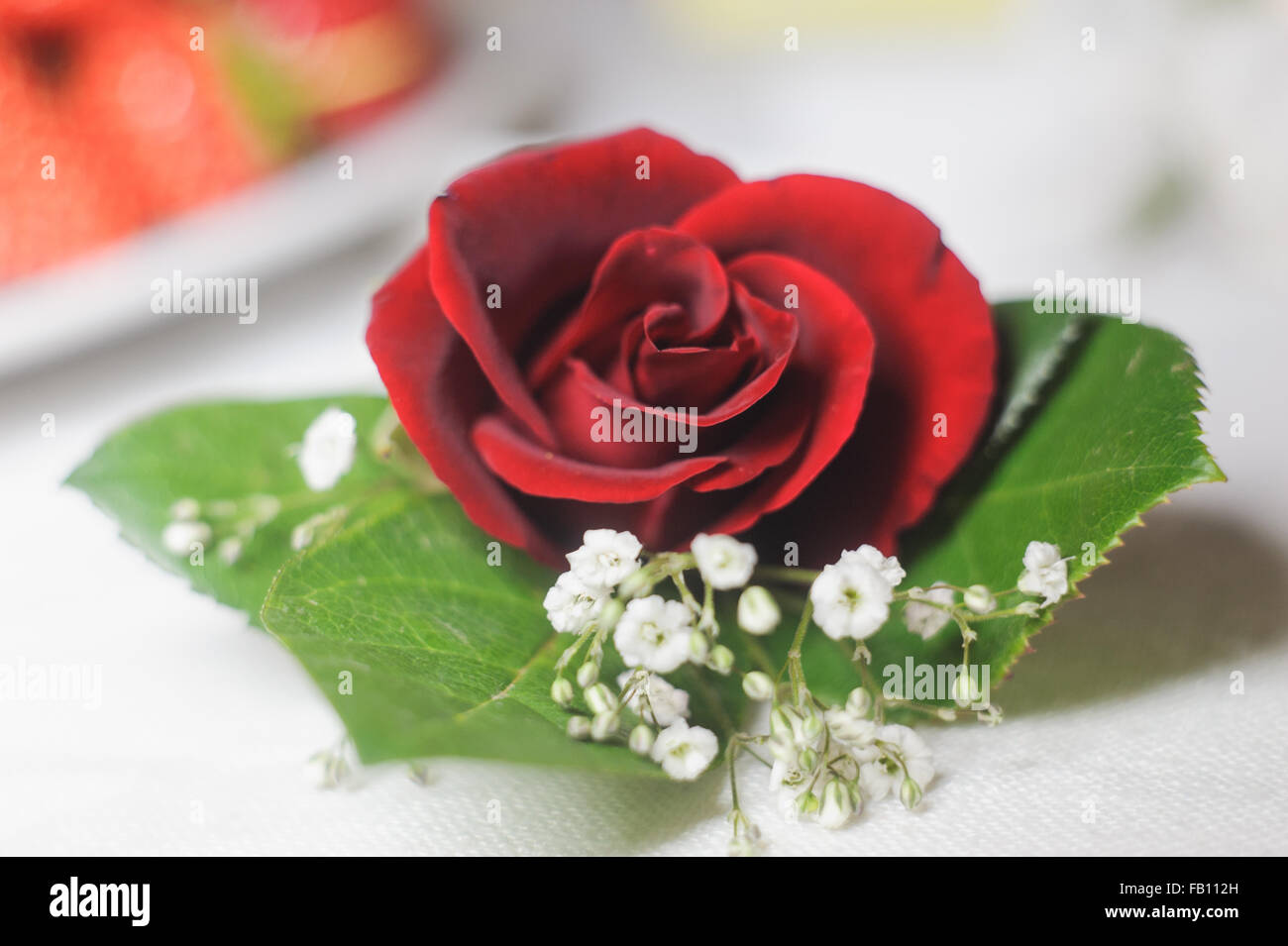 wedding decor at restaurant with all beauty and flowers rose Stock ...