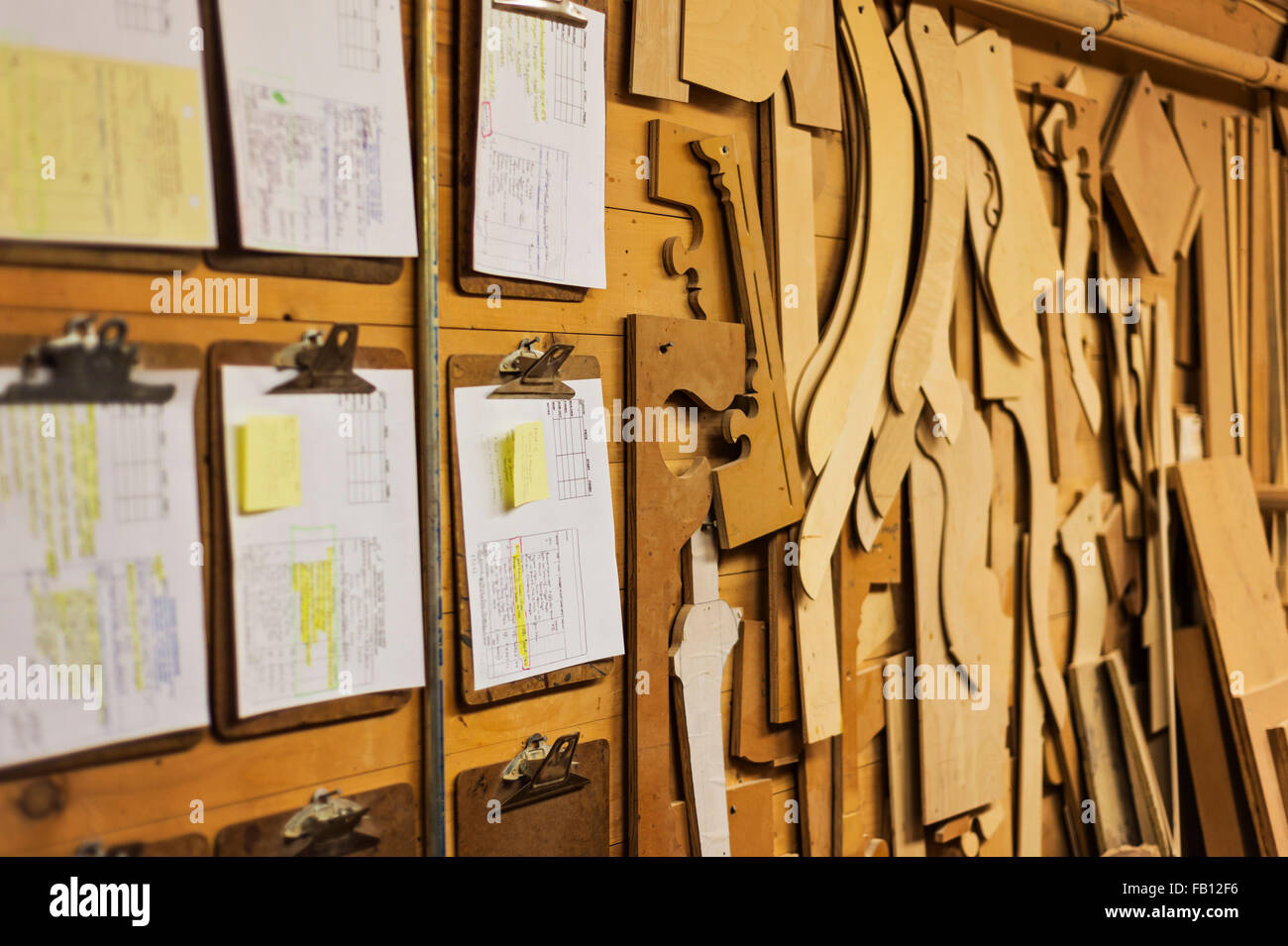 Wall in carpentry workshop Stock Photo - Alamy