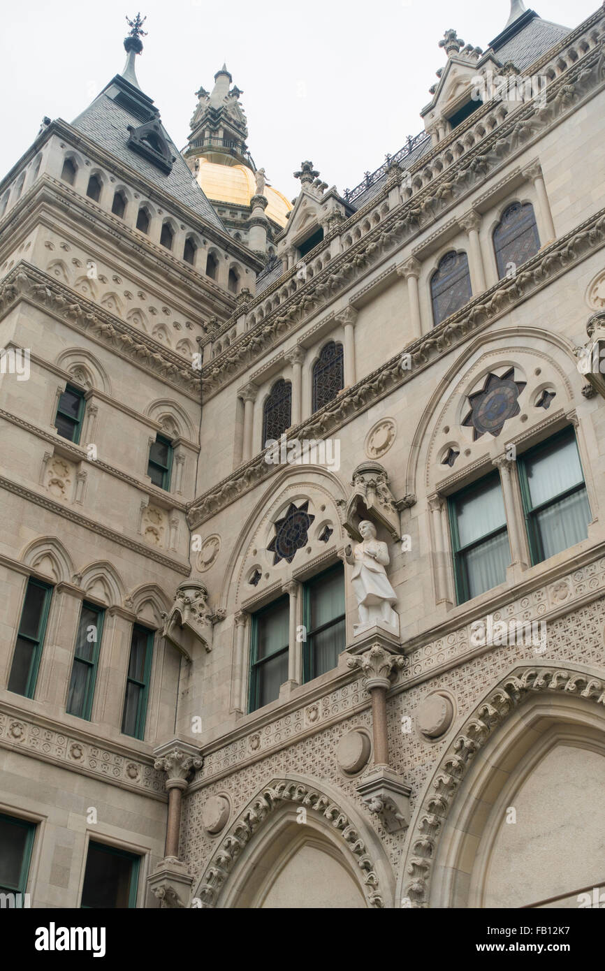 Ella Grasso statue on the facade of the state capital building in ...