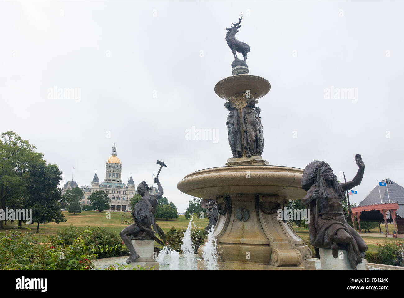 Corning Fountain in Bushnell park in front of the state capital ...