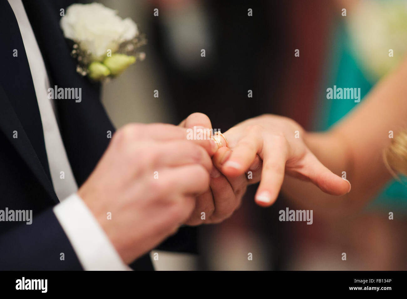 bride and groom are changing rings on wedding Stock Photo - Alamy