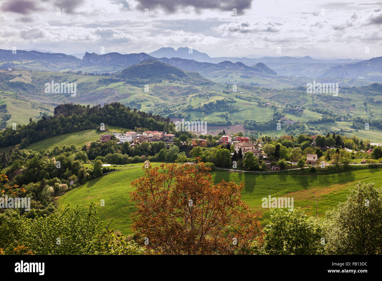 Landscape with town Stock Photo - Alamy