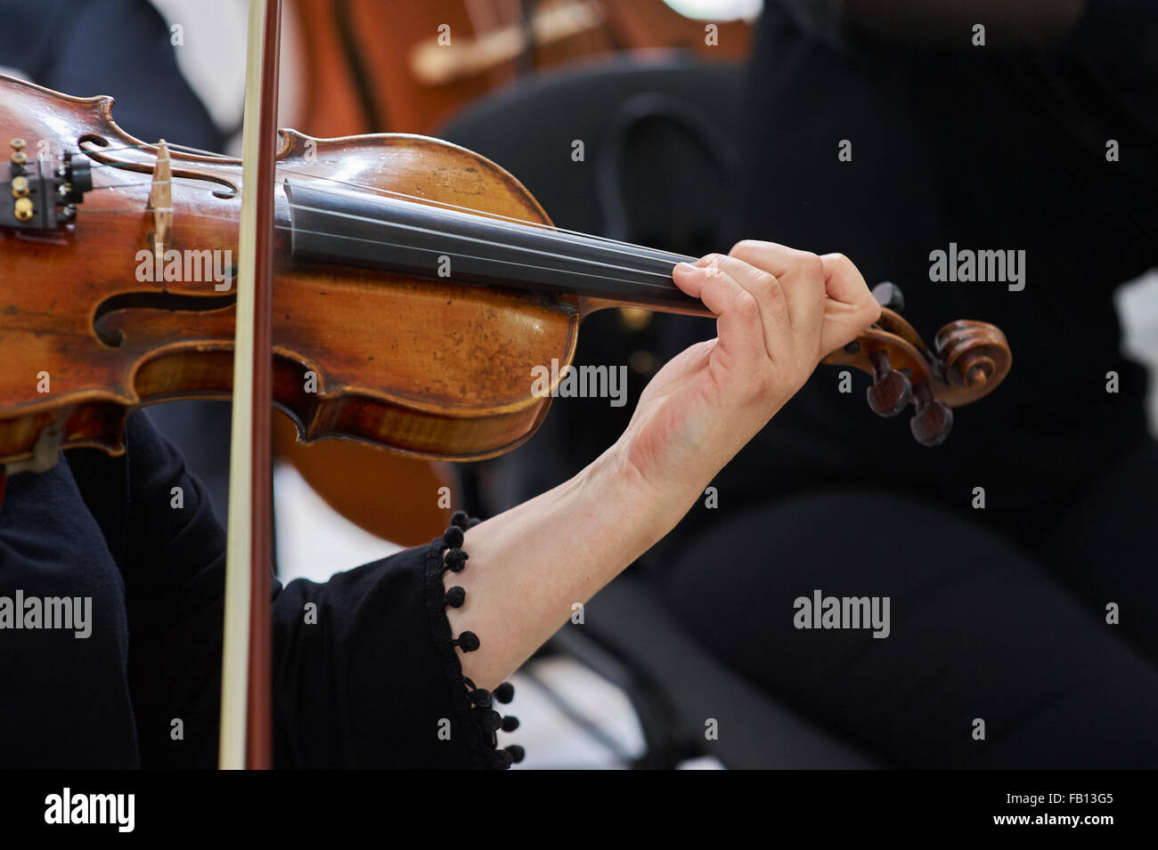 Woman Violinist Playing Classical Violin Music in Musical Performance ...