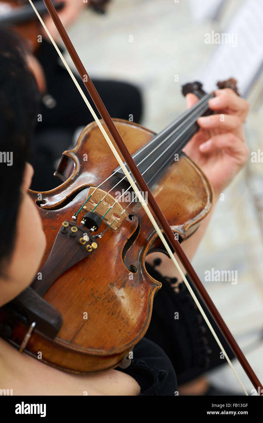 Woman Violinist Playing Classical Violin Music in Musical Performance ...
