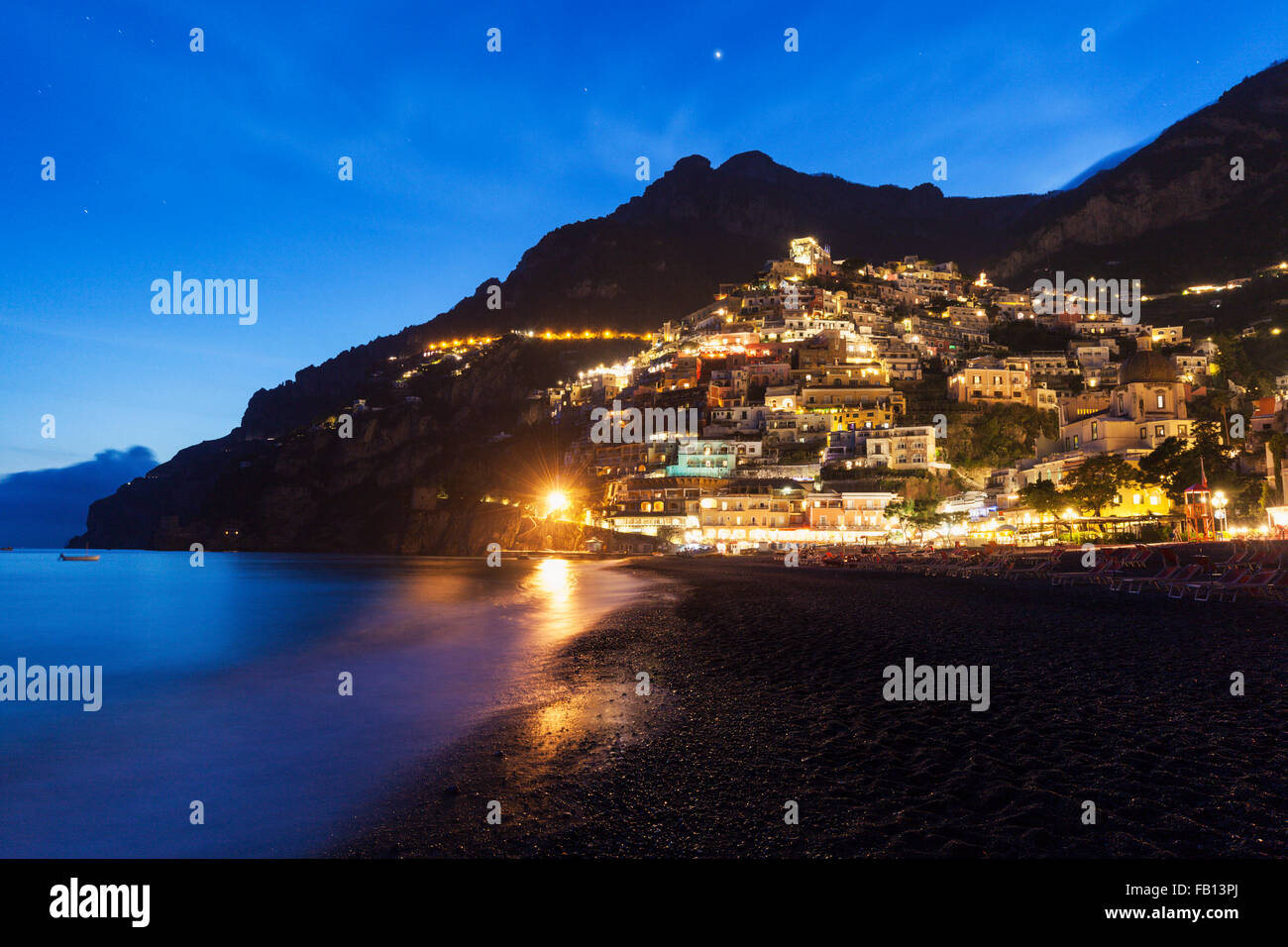 Town at night Stock Photo - Alamy