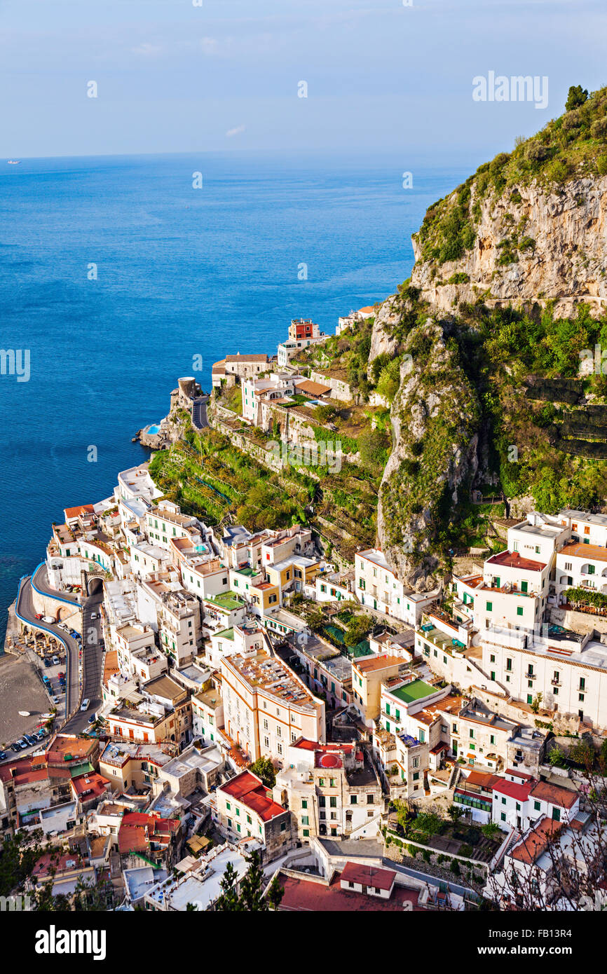 Aerial view of coastal town Stock Photo - Alamy