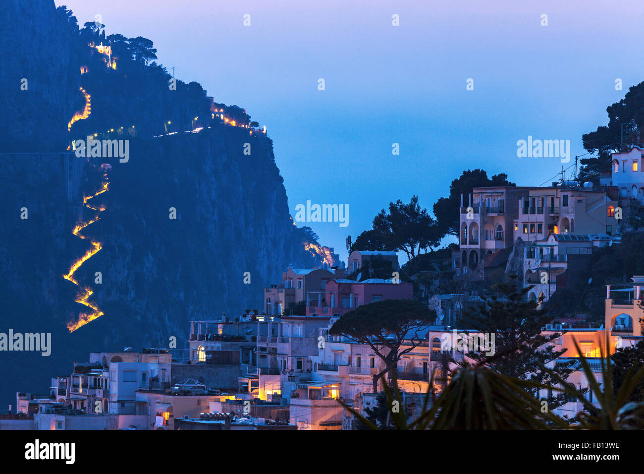 Town at dusk Stock Photo - Alamy