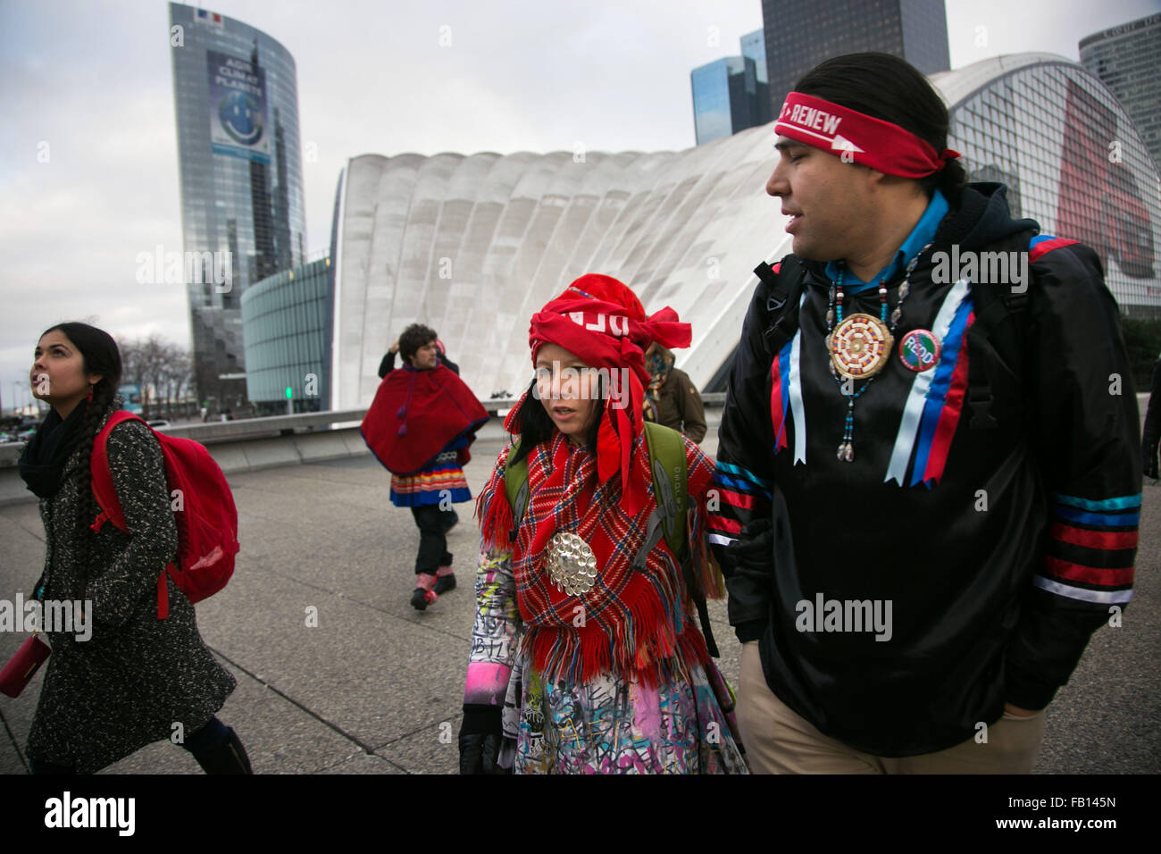 Saami Jenni Laiti and Dakota Dallas Goldtooth in La Defense Stock Photo ...