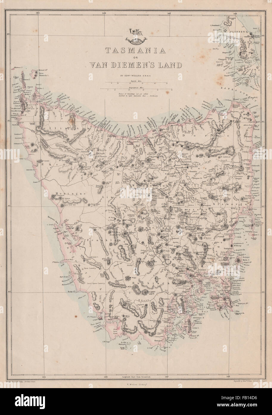 19th century van diemens land map hi-res stock photography and images ...