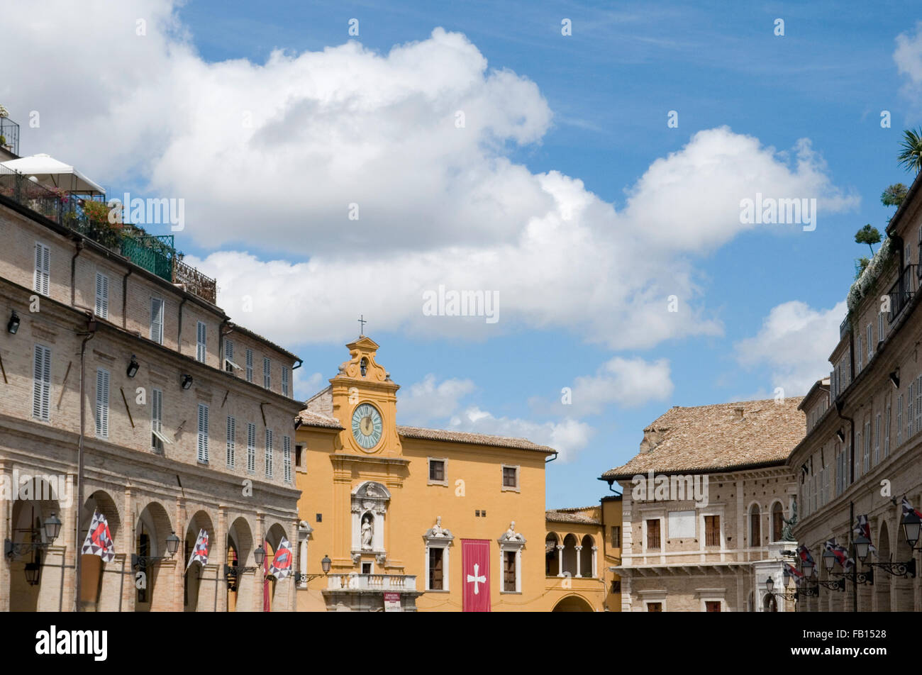 historic buildings in Piazza del Popolo square, Fermo, Marche, Italy ...