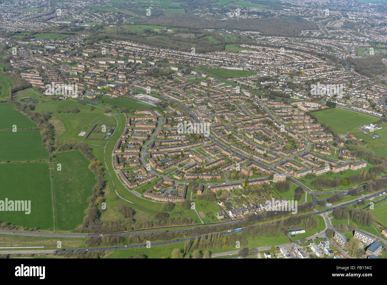 An aerial view of the district of Lowedges in Sheffield, South ...