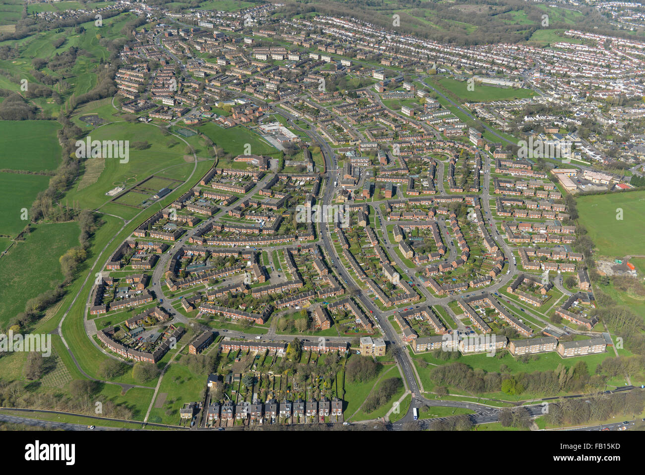 An aerial view of the district of Lowedges in Sheffield, South ...