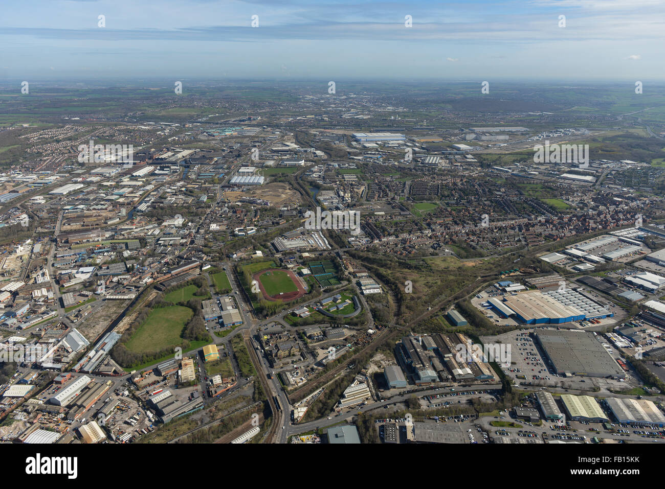 An aerial view along the Don Valley looking from the direction of ...